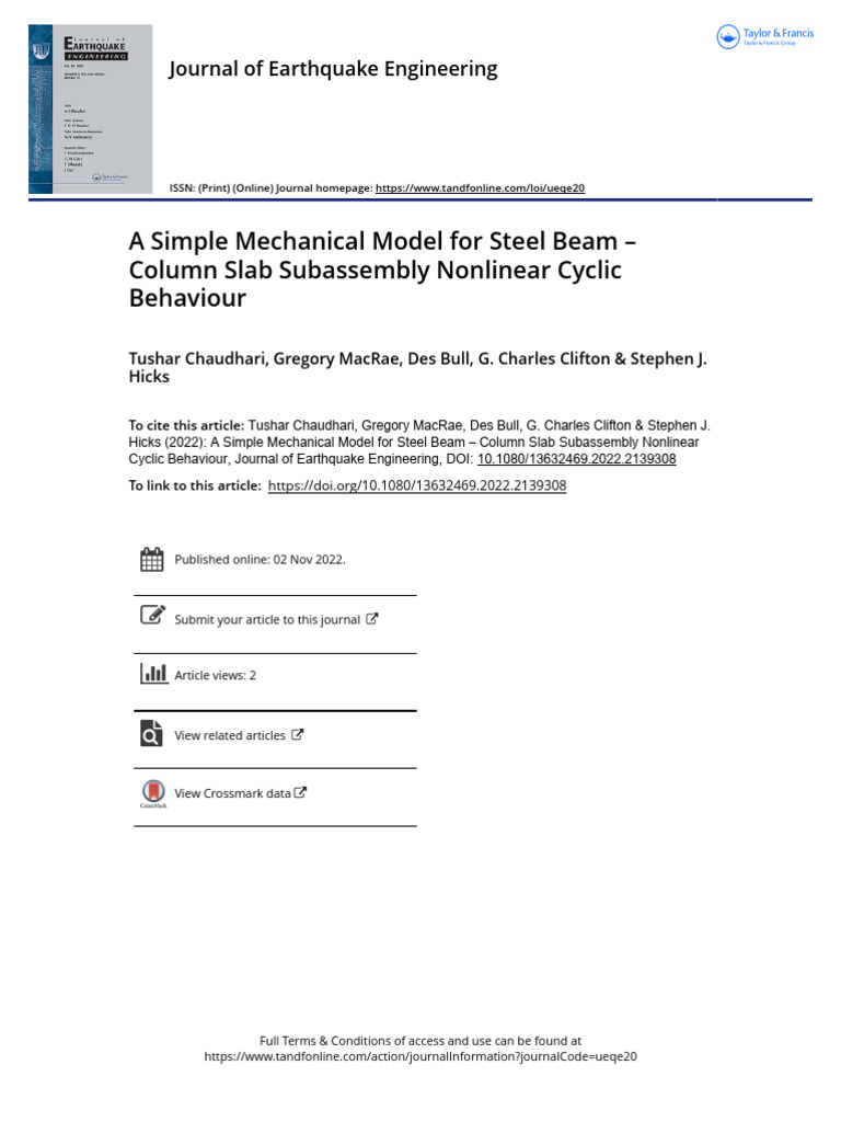 A Simple Mechanical Model For Steel Beam Column Slab Subassembly ...