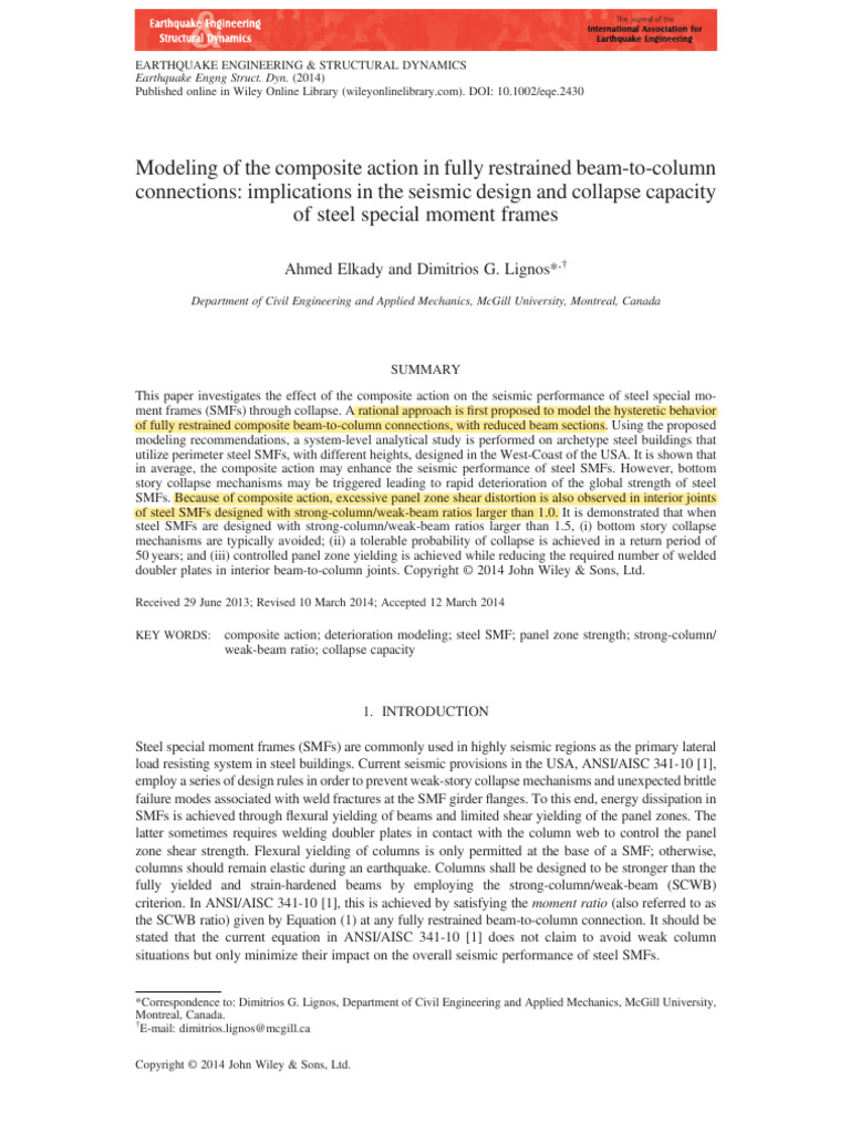 Modeling of The Composite Action in Fully Restrained Beam-To-Column ...