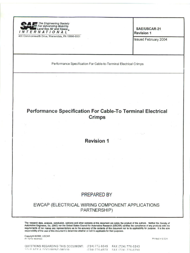 USCAR 21 Revision 1 2004 | PDF