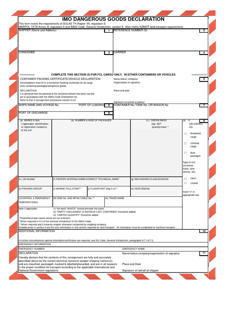Imo Dgd Form | Download Free PDF | Cargo | Dangerous Goods