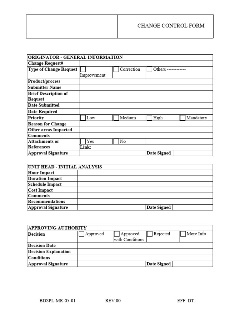 5.1.change Control Form | PDF | Business