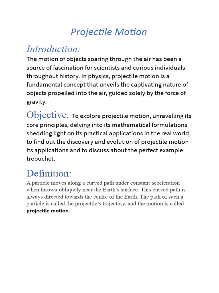 Projectile Motion Project Prakhar Sharma 11-C | Download Free PDF ...