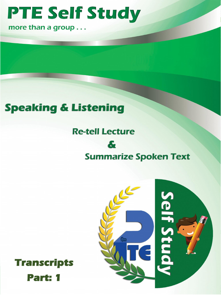 PTE Self Study - SST & RL (Transcript-Part1) | Download Free PDF | Cell ...