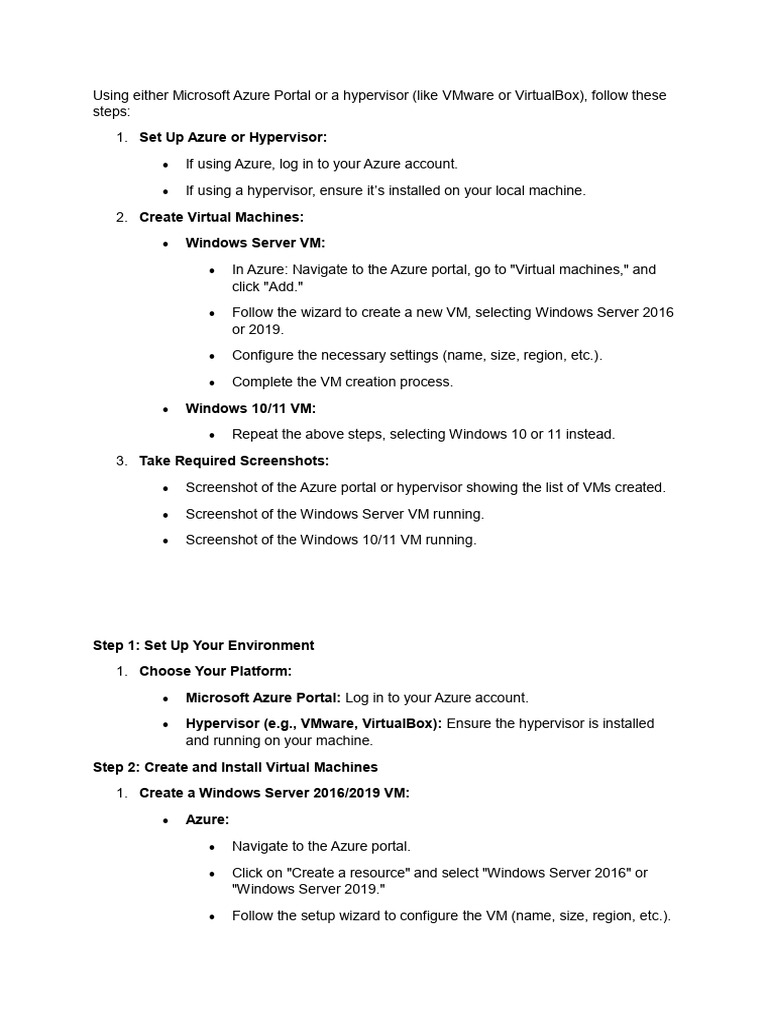 Using either Microsoft Azure Portal or a hypervisor | Download Free PDF | Virtual Machine ...