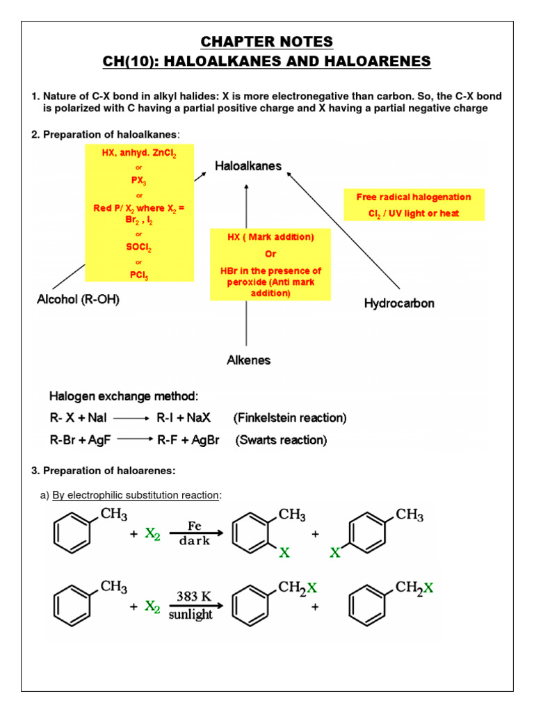 6-Haloalkanes and Haloarenes - Notes | PDF | Chemical Bond | Chemical ...
