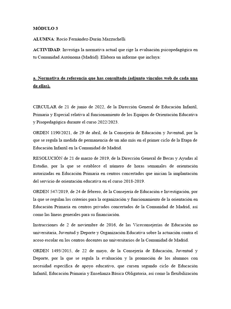 Actividad 1 Modulo 3 | PDF | Evaluación | Educación primaria