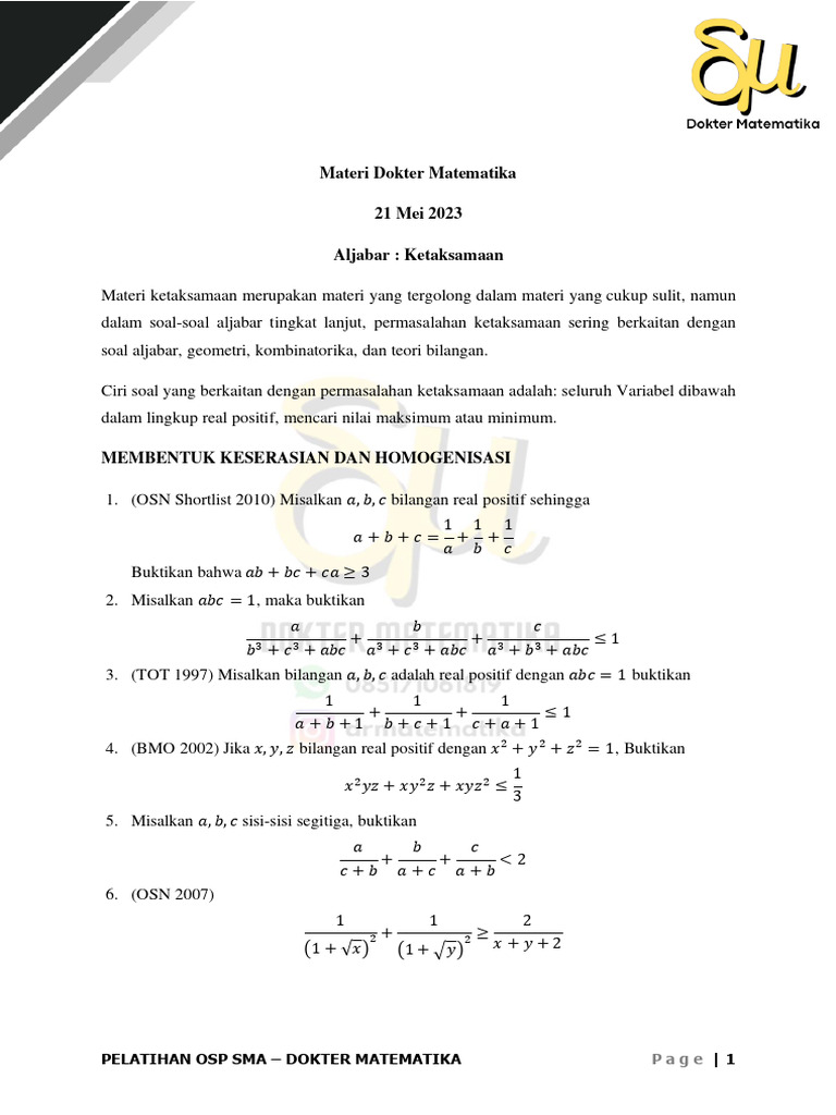 Materi OSP 1 Aljabar | PDF