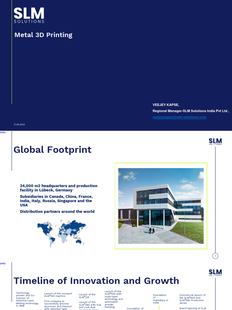SLM Presentation 21st June 2023 | PDF | 3 D Printing | Alloy