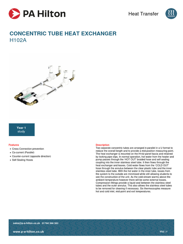 H102a-Concentric Tube Heat Exchanger | PDF | Heat Exchanger | Pipe ...