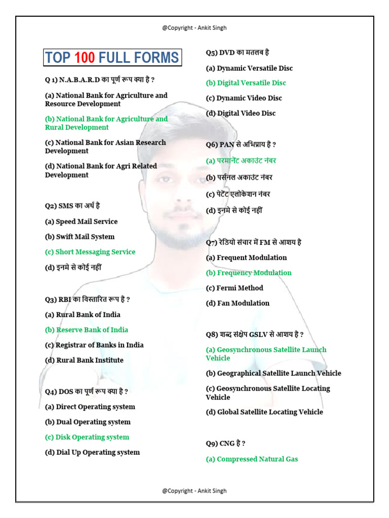 100 Full Forms by Ankit Singh | PDF | Laser