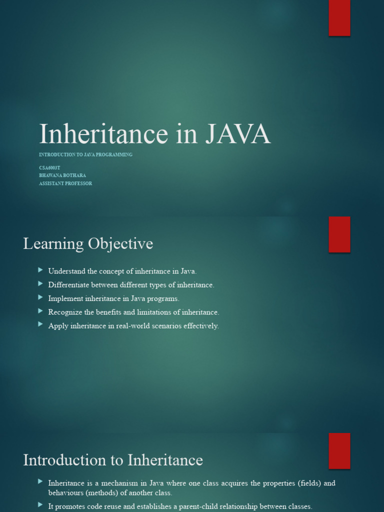 5 Inheritance in JAVA | PDF | Inheritance (Object Oriented Programming) | Method (Computer ...