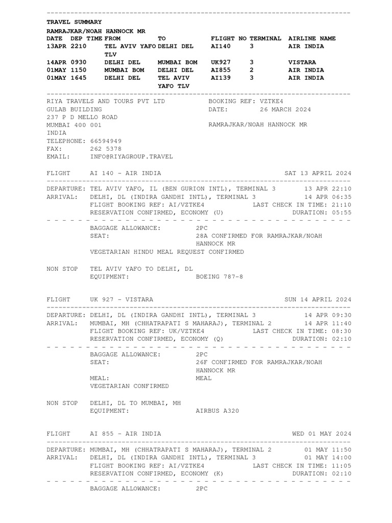 Itinerary - Noah | PDF | Civil Aviation | Aviation