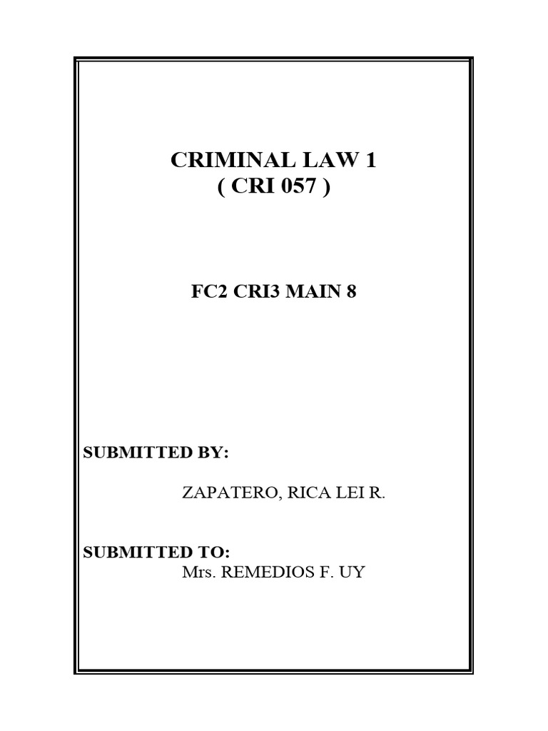 Criminal Law 1 Scenario 50 | PDF | Murder | Self Defense