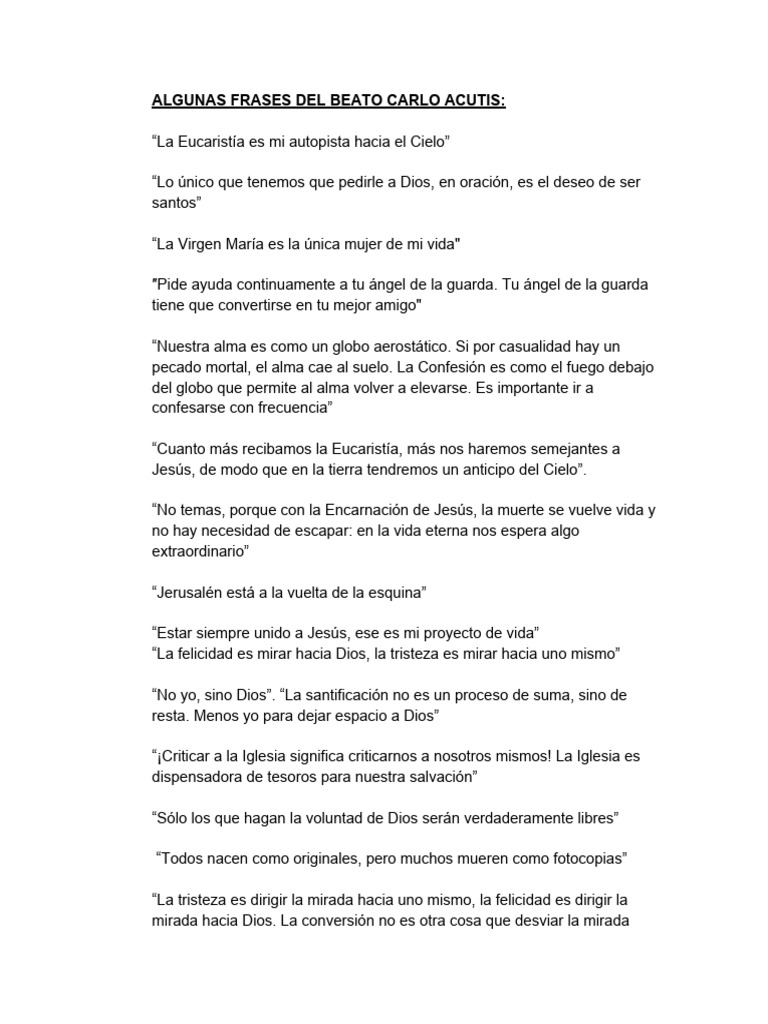 Algunas Frases Del Beato Carlo Acutis | PDF