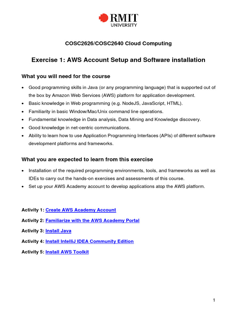 W1 AccountSetup | PDF | Amazon Web Services | Java (Programming Language)