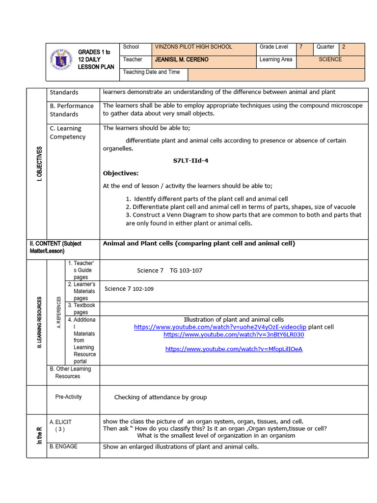 2nd-Observation-Plant-Cell-And-Animal-Cell 3 | PDF | Learning | Cell ...
