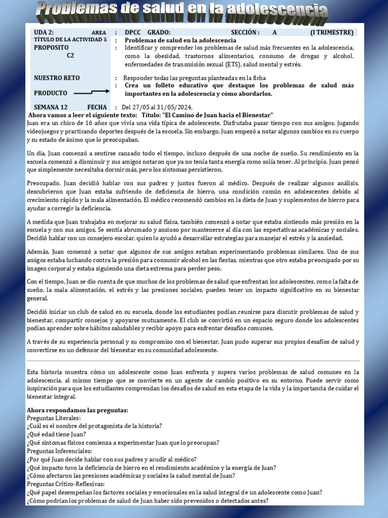 Uda2a5 DPCC Ojoº 2345 | PDF | Obesidad | Adolescencia