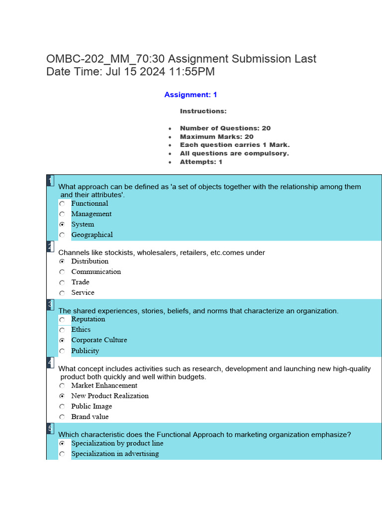 Assignment QA | PDF | Marketing | Demand