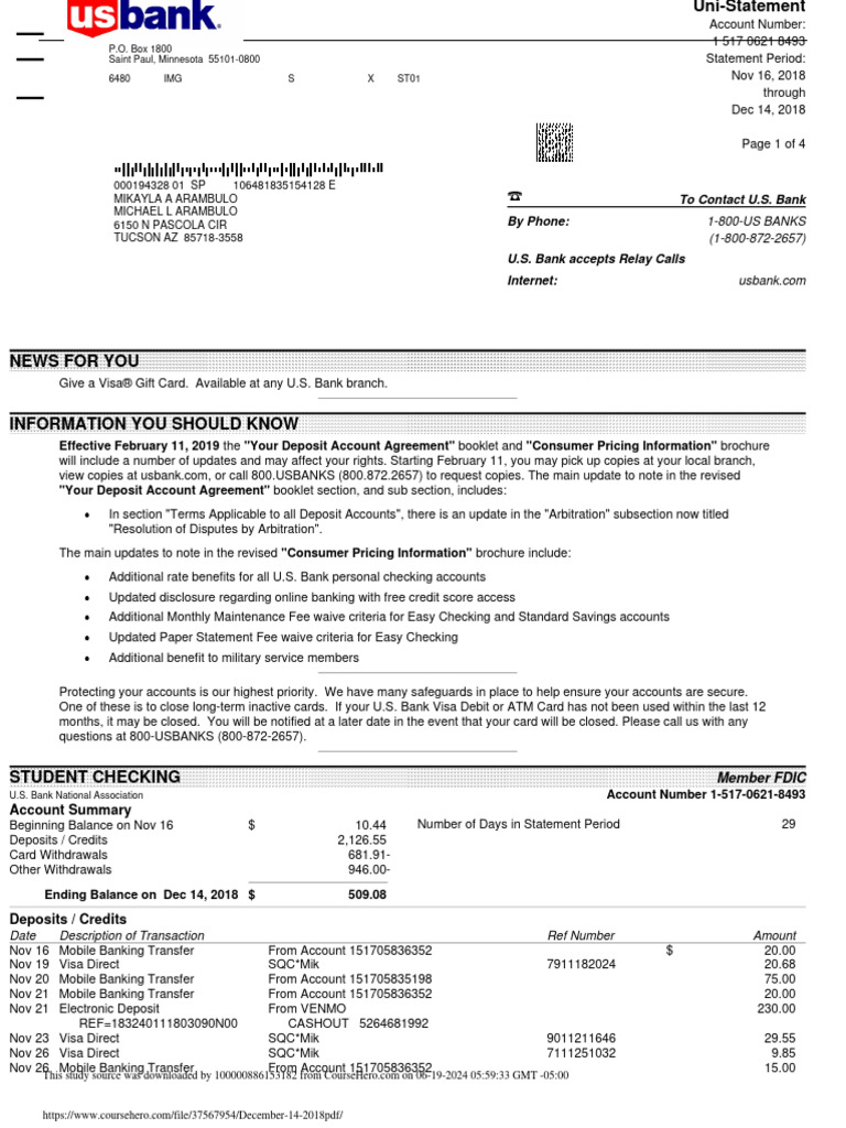 Us Bank | PDF | Transaction Account | Credit Card