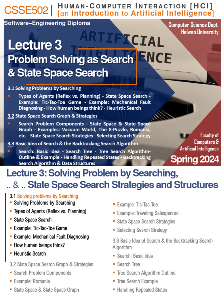 CSSE 502 Human Computer Interaction (Intro. To AI - Lec. 3 - Problem Solving As Search & State ...