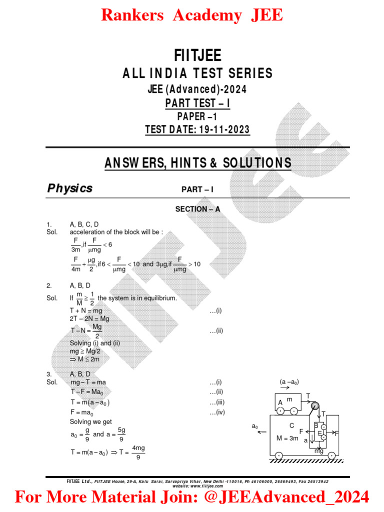Aits 2324 PT I Jeea Paper 1 Sol | PDF | Acid | Acceleration