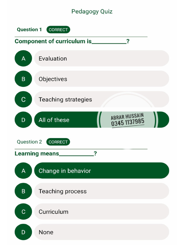 Curriculum Development Mcqs by Abrar Hussain | PDF
