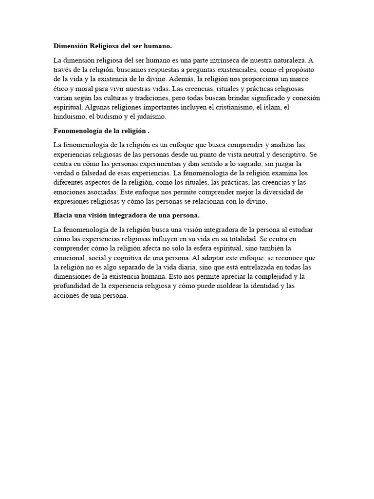 Dimensión Religiosa del Ser Humano | PDF | Ciencia y matemáticas