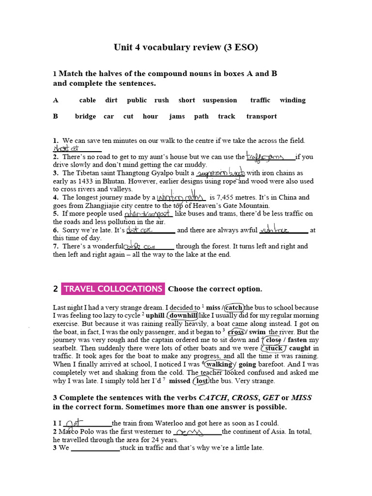 Microsoft Word - Unit 4 Vocabulary Review REAL WORLD ADVANCED (3 ESO) | PDF | Language Arts ...