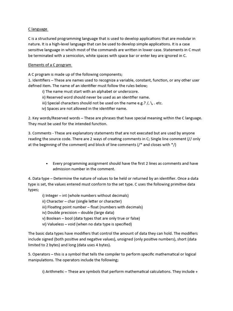 C Language | PDF | Data Type | C (Programming Language) C Language | PDF | Data Type | C (Programming Language)