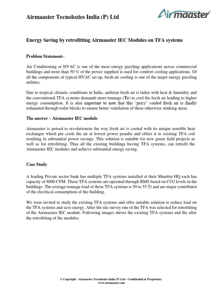 Case Study-Retrofitting TFA For Energy Saving | PDF | Heat Transfer ...