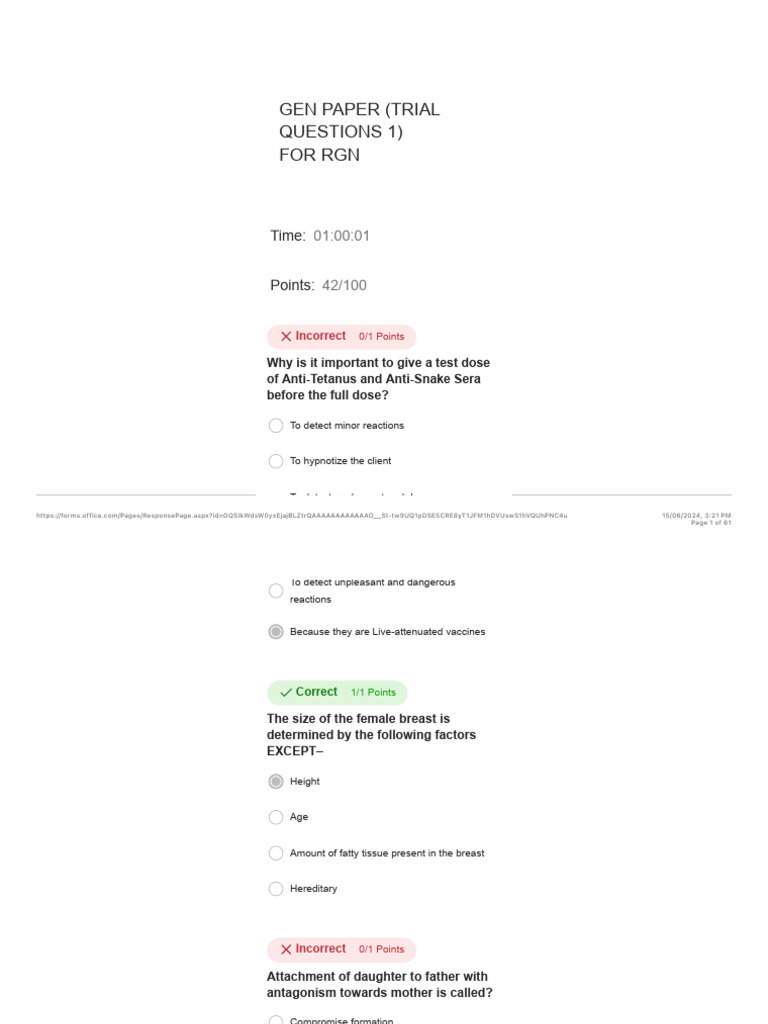 Gen Paper (Trial Questions 1) for Rgn | PDF | Nursing | Defamation