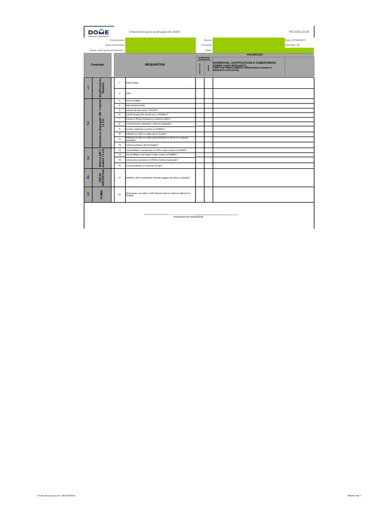 FO - DZ.QSMS-001.07 - Check List - ASO | PDF