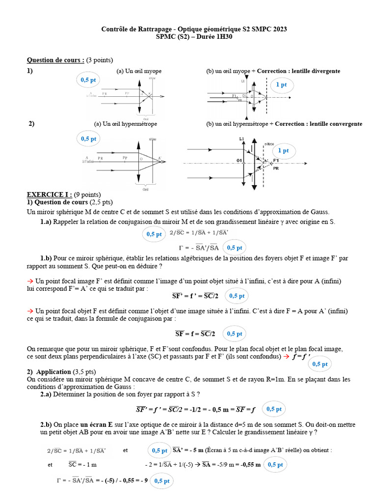 Corrig - CR s2 SMPC 2023 | PDF | Radiation électromagnétique | Optique