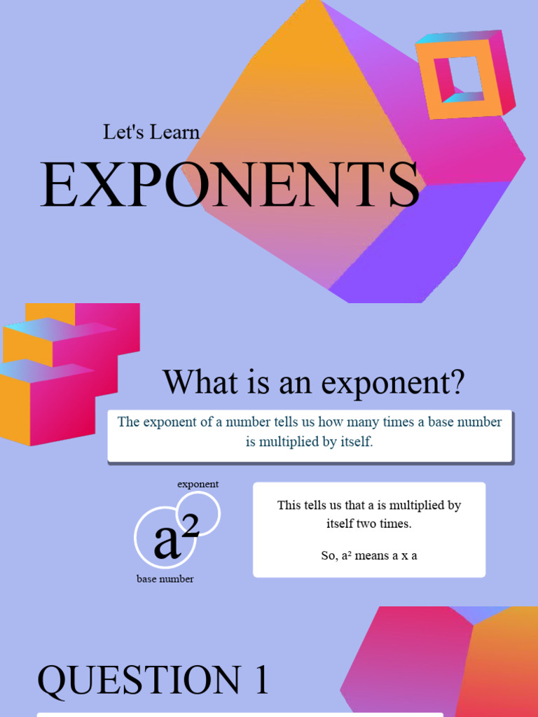 Algebra Expressions and Exponents Math Presentation in Pink Purple ...