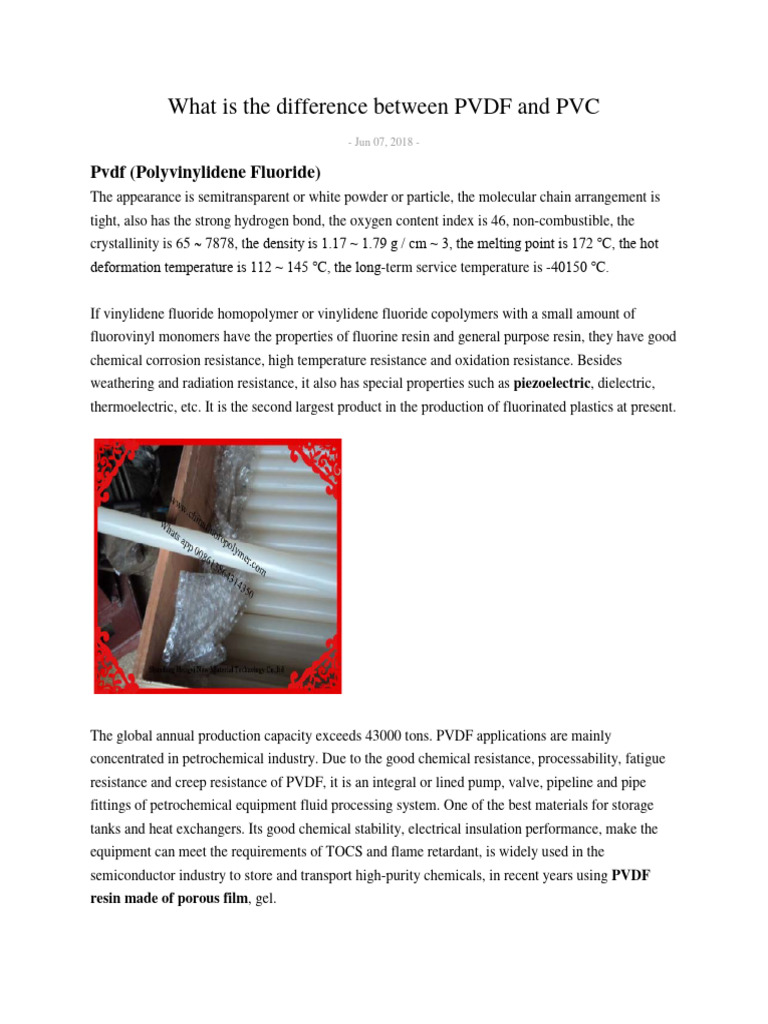 Difference of PVDF and PVC | PDF | Polyvinyl Chloride | Building Engineering