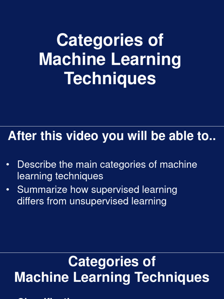 Machine Learning Categories | PDF | Machine Learning | Statistical Classification