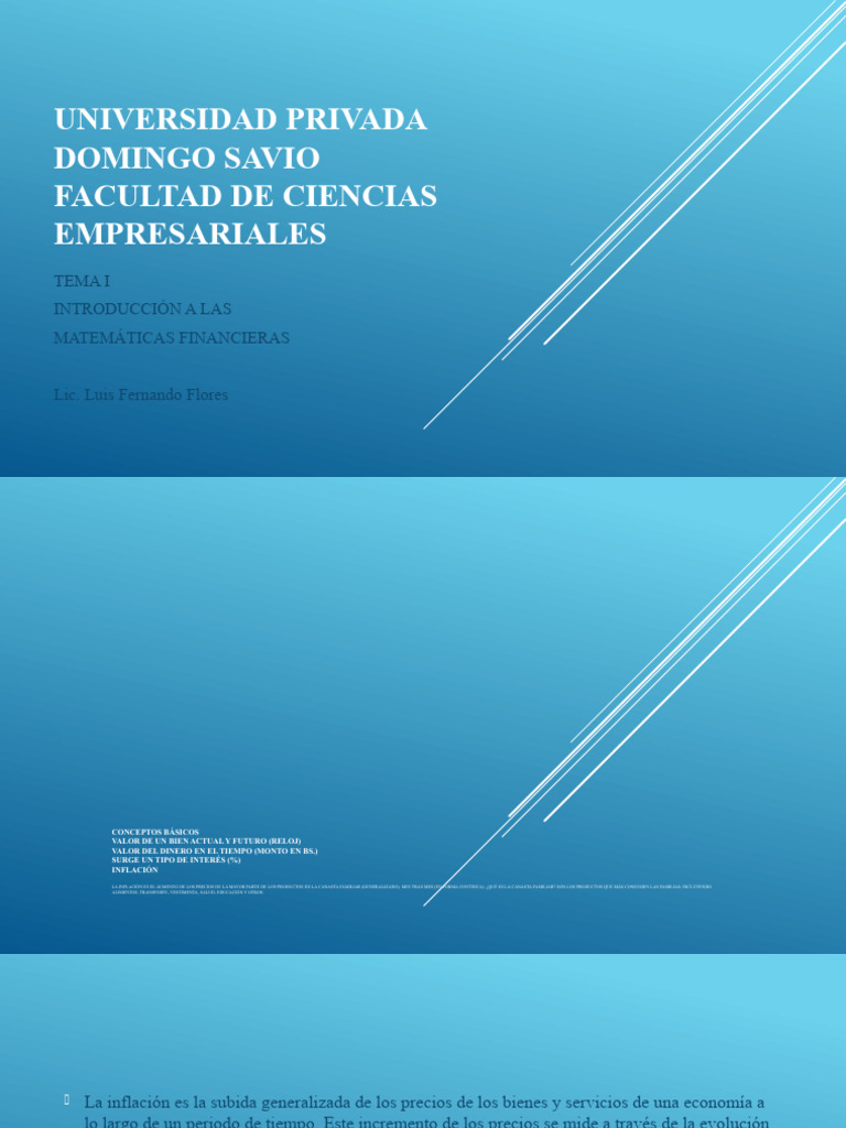 Tema I Introduccion A Las Mate Financieras | PDF | Costo de la vida | Dinero