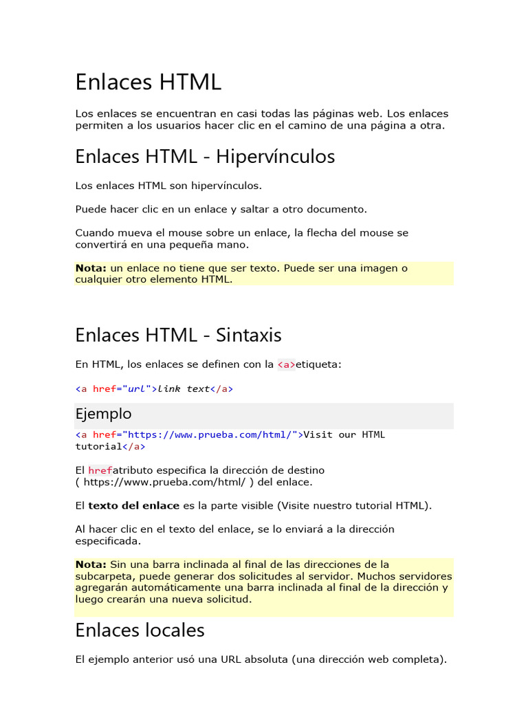 Enlaces HTML | PDF | Hipervínculo | HTML