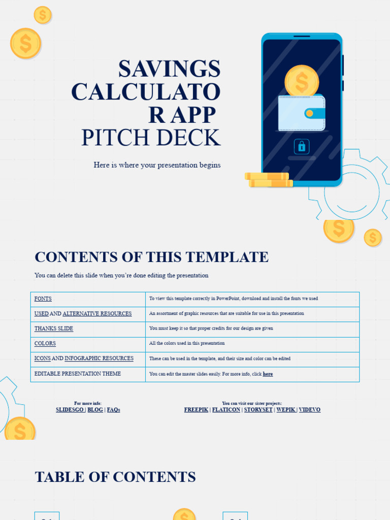 Savings Calculator App Pitch Deck by Slidesgo | PDF | Market (Economics ...