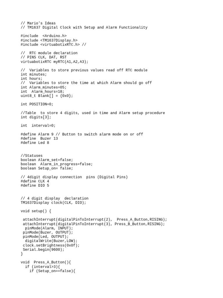 Displaying Time From RTC Module Plus Time Setup and Alarm Setup Functionality | PDF | Computer ...