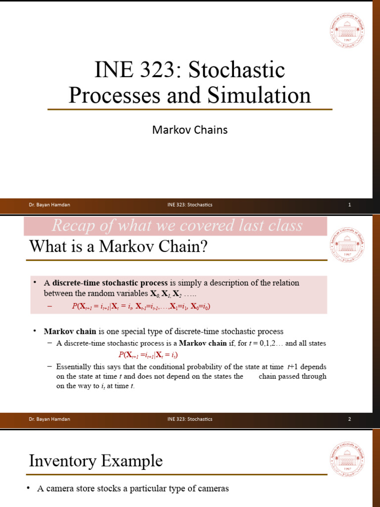 INE 323 - Lecture 22 | PDF | Markov Chain | Stochastic Process