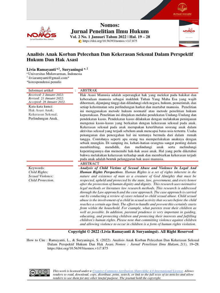 Analisis Anak Korban Pelecehan Dan Kekerasan Seksual | PDF