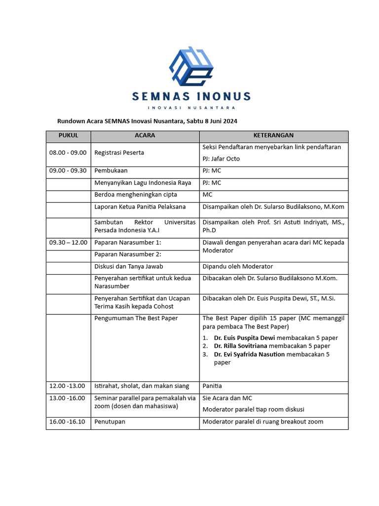 Rundown Acara | PDF | Sains & Matematika