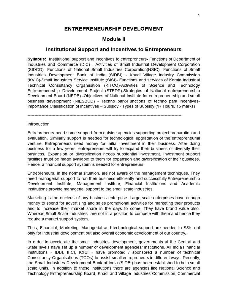 ED-Module 2 | PDF | Entrepreneurship | Subsidy