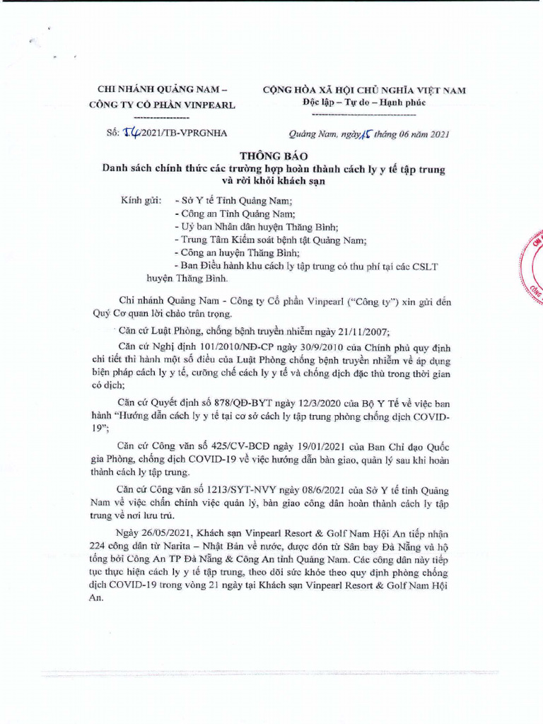 VPRGNHA - CV Chinh Thuc 2605 Final | PDF