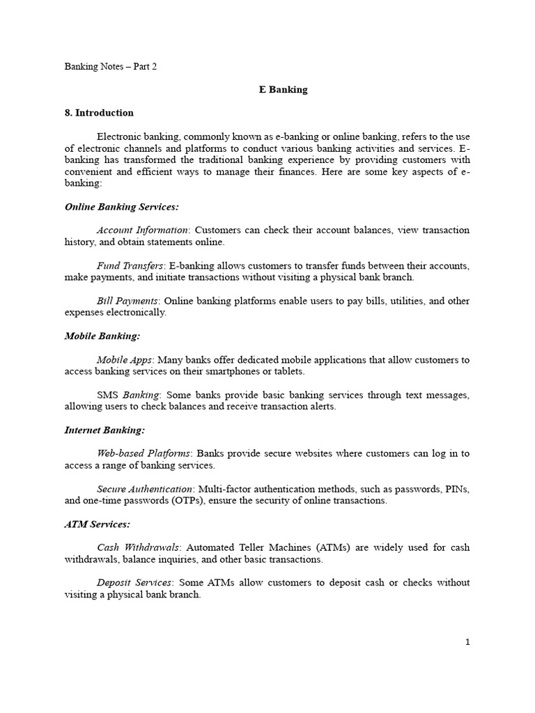 Banking Notes Part 2. E Banking | Download Free PDF | Smart Card ...