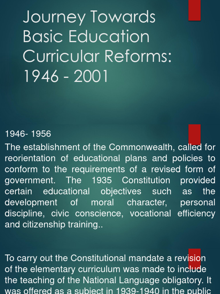 Journey Towards Basic Education Curricular Reforms | PDF | Curriculum | Teachers
