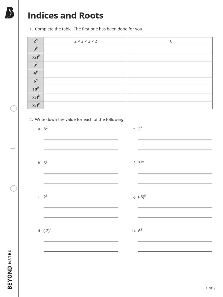 Indices and Roots | PDF