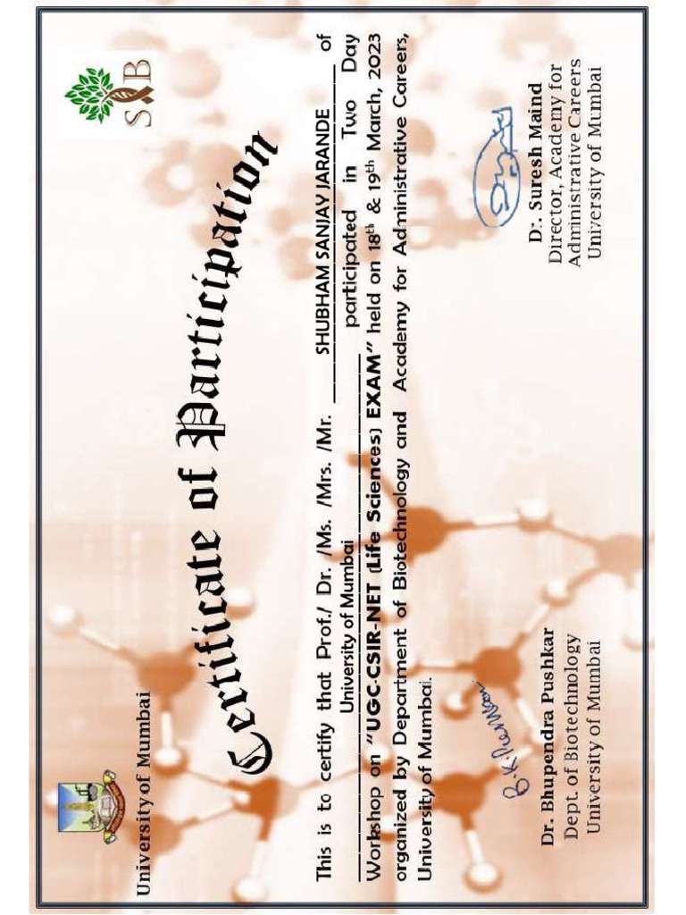 Csir Certificate | PDF