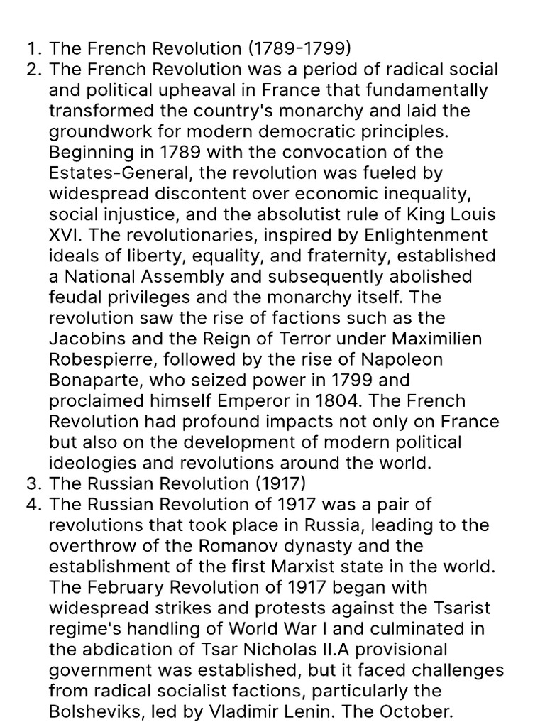 The French Revolution (1789-1799) | PDF